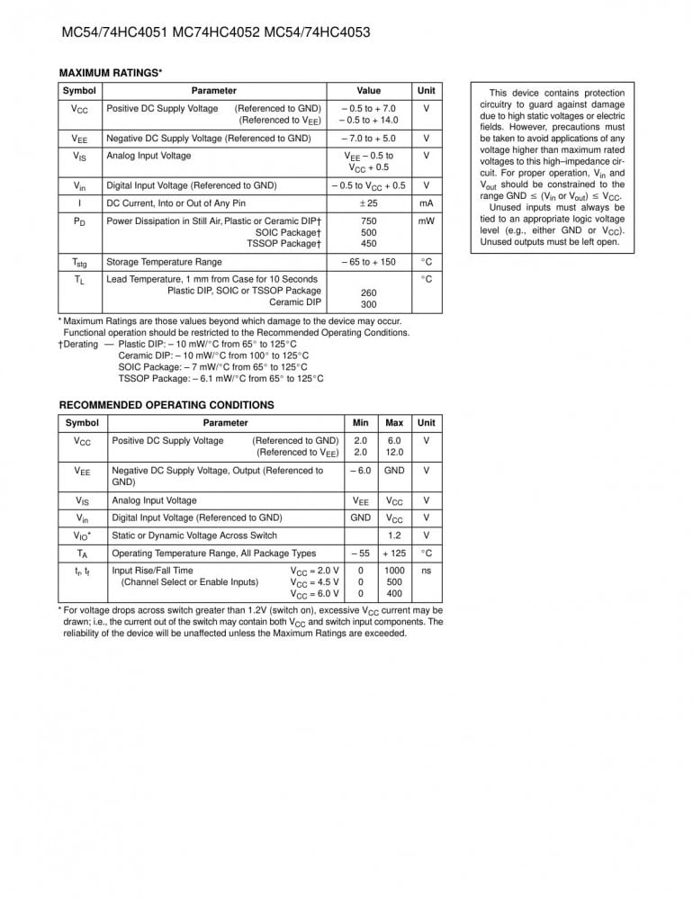 MC74HC4051DTEL datasheet page 4