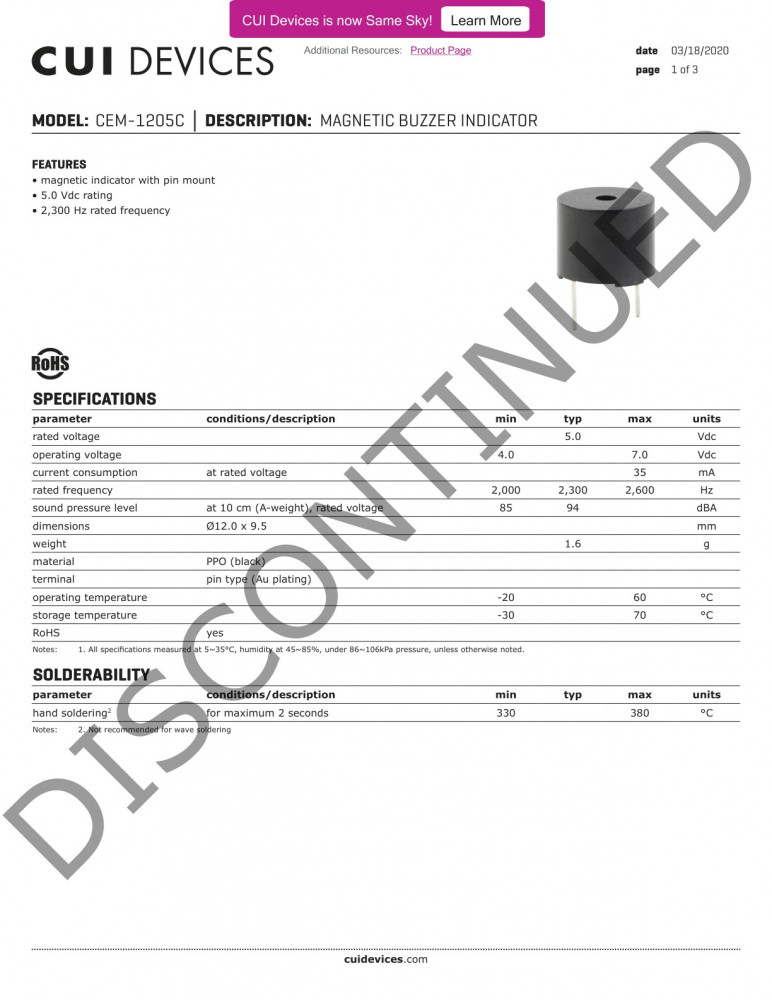 CEM-1205C datasheet page 1