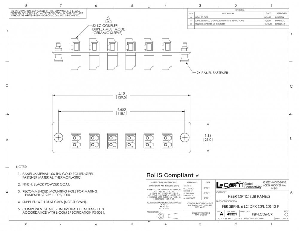 L-com FSP-LCD6-CR technical drawing