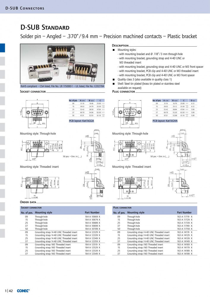CONEC D-SUB technical document page 1