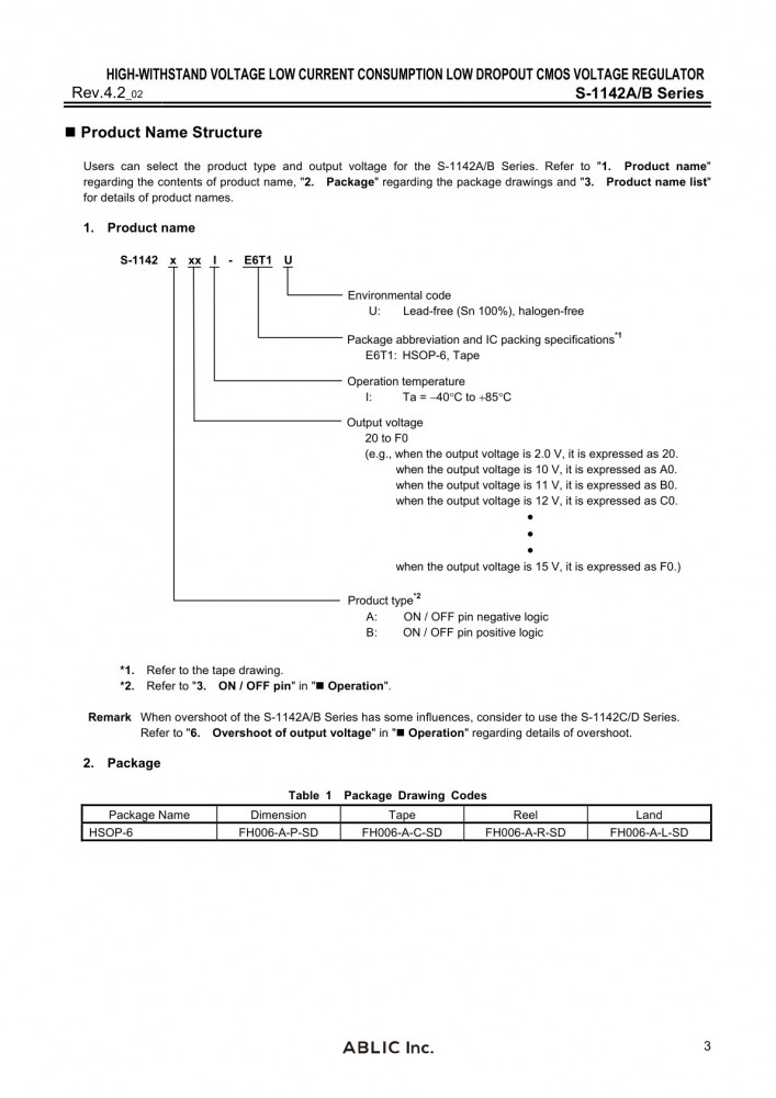 S-1142A/B datasheet page 3