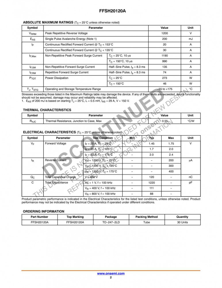 FFSH20120A datasheet page 2