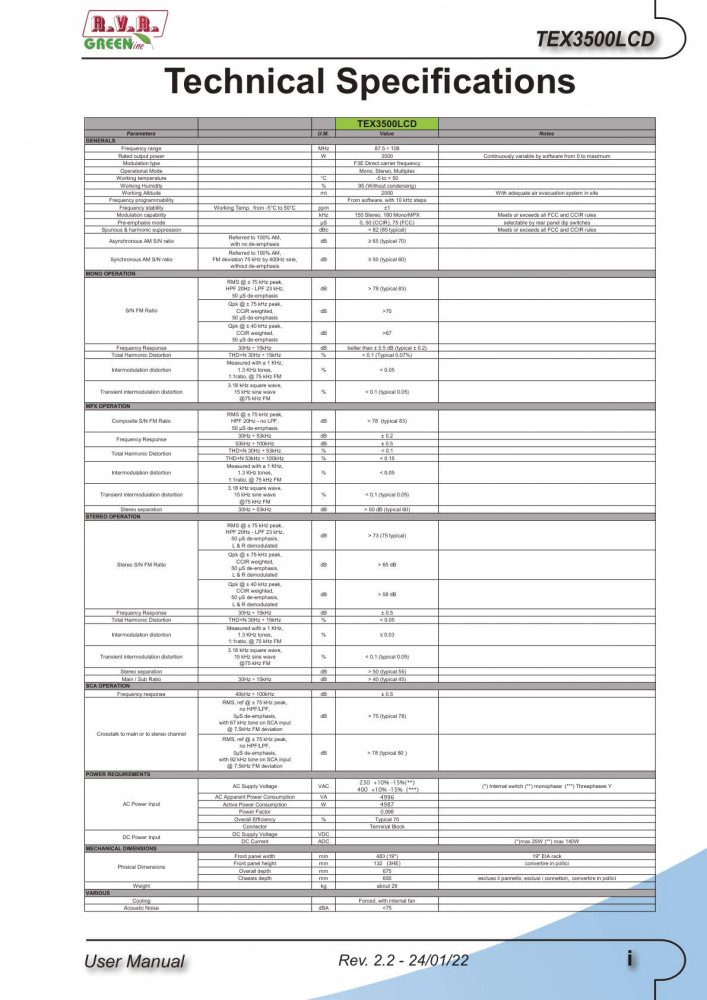 TEX3500LCD technical document page 3