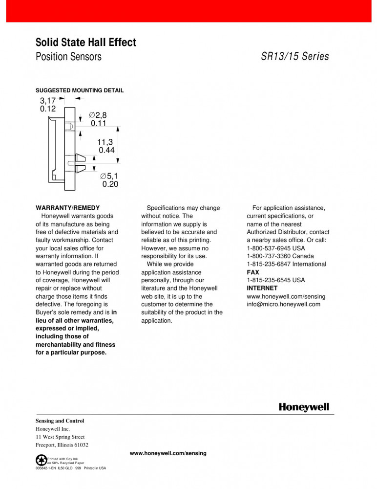 Honeywell SR13R-A1 documentation page 5