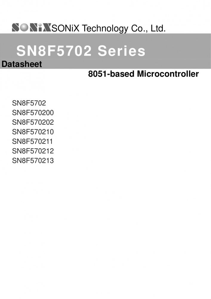 SN8F5702 datasheet page 1
