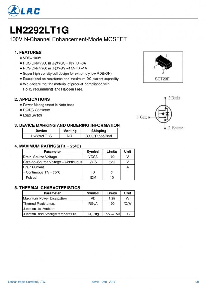 LN2292LT1G datasheet page 1