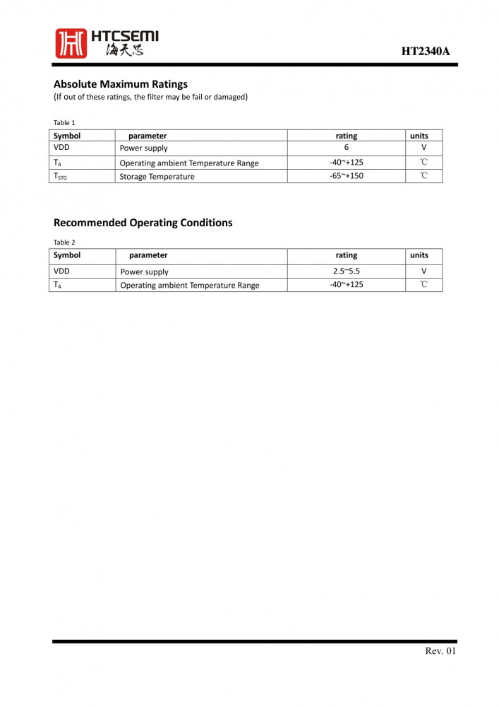 HT2340ARZ datasheet page 2