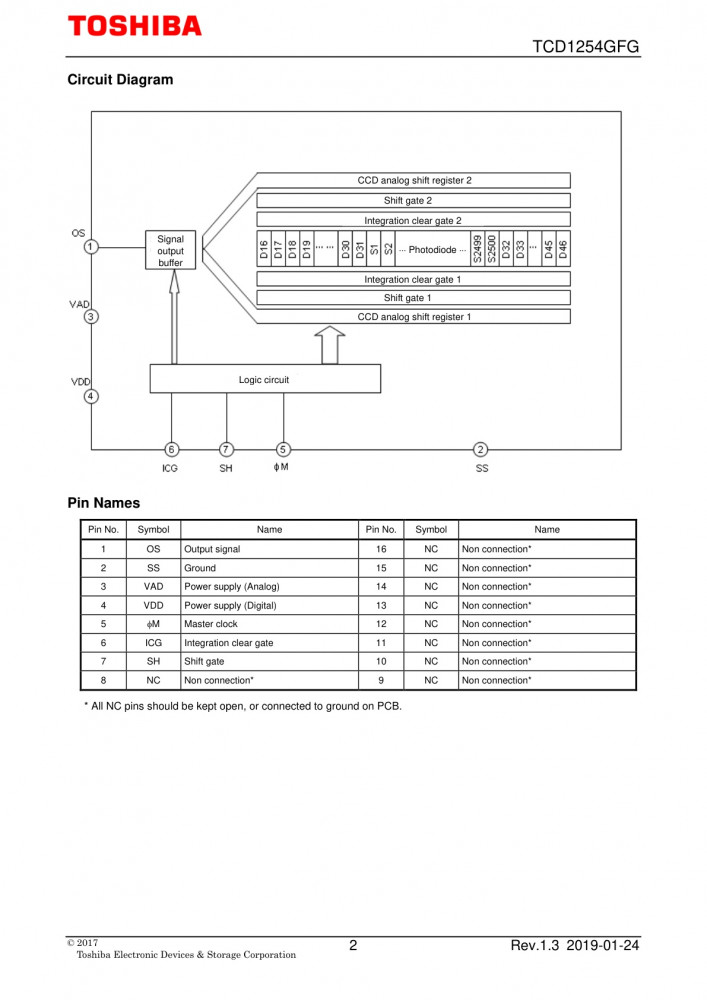 TCD1254GFG datasheet page 3
