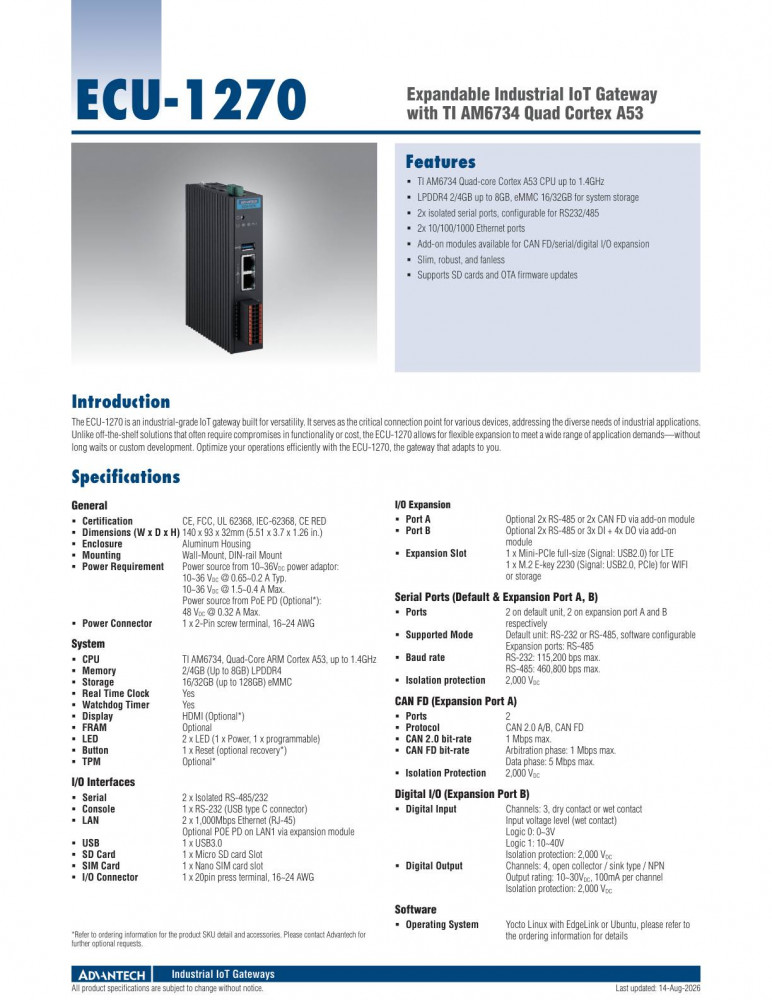 ECU-1270 technical document page 1