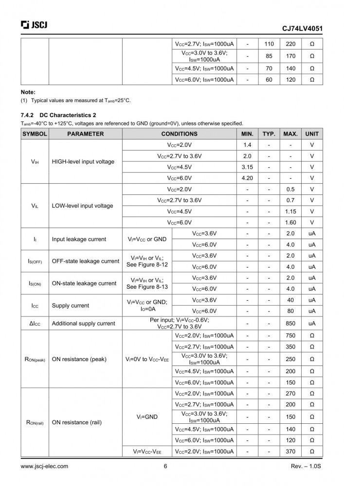 CJ74LV4051 datasheet page 6