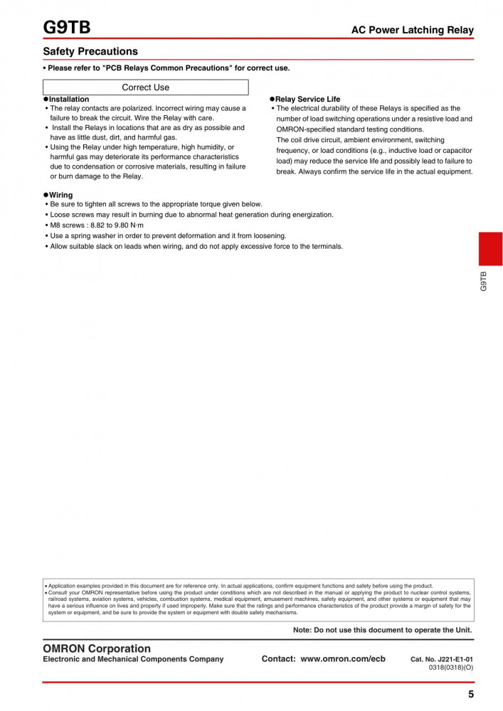 G9TB relay technical document page 5