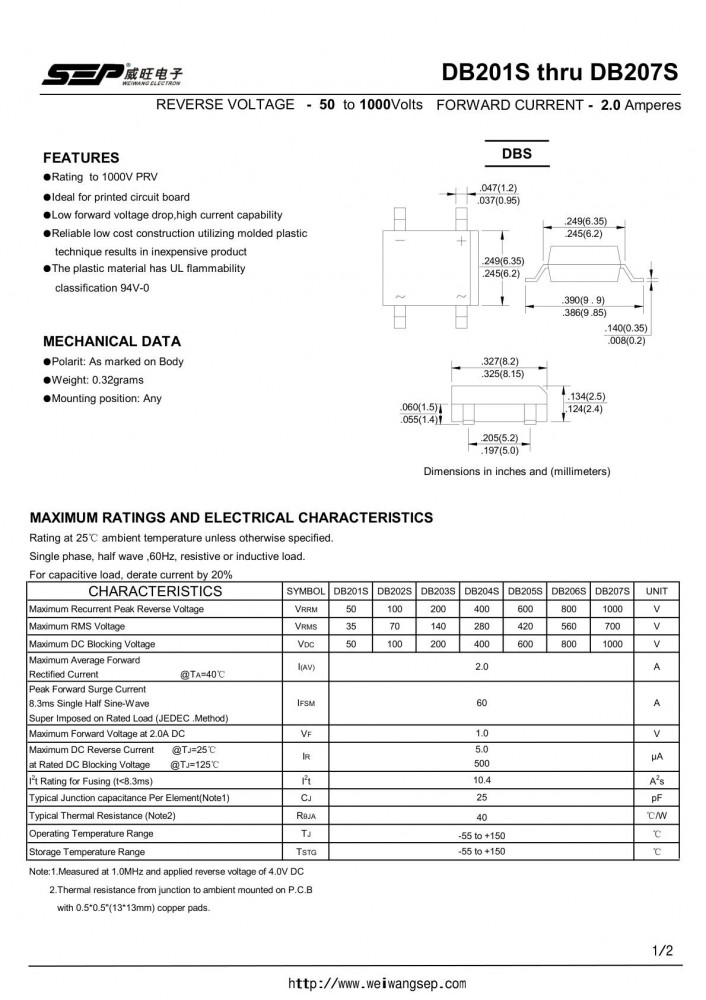 SEP DB207S datasheet page 1