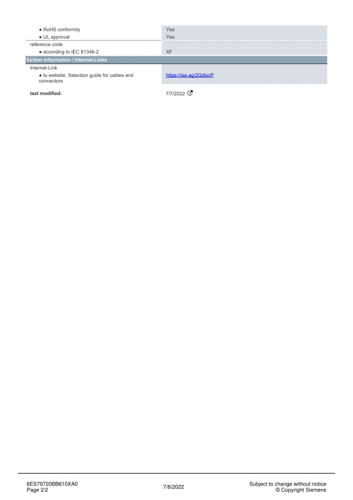 SIEMENS PROFIBUS connector datasheet page 2
