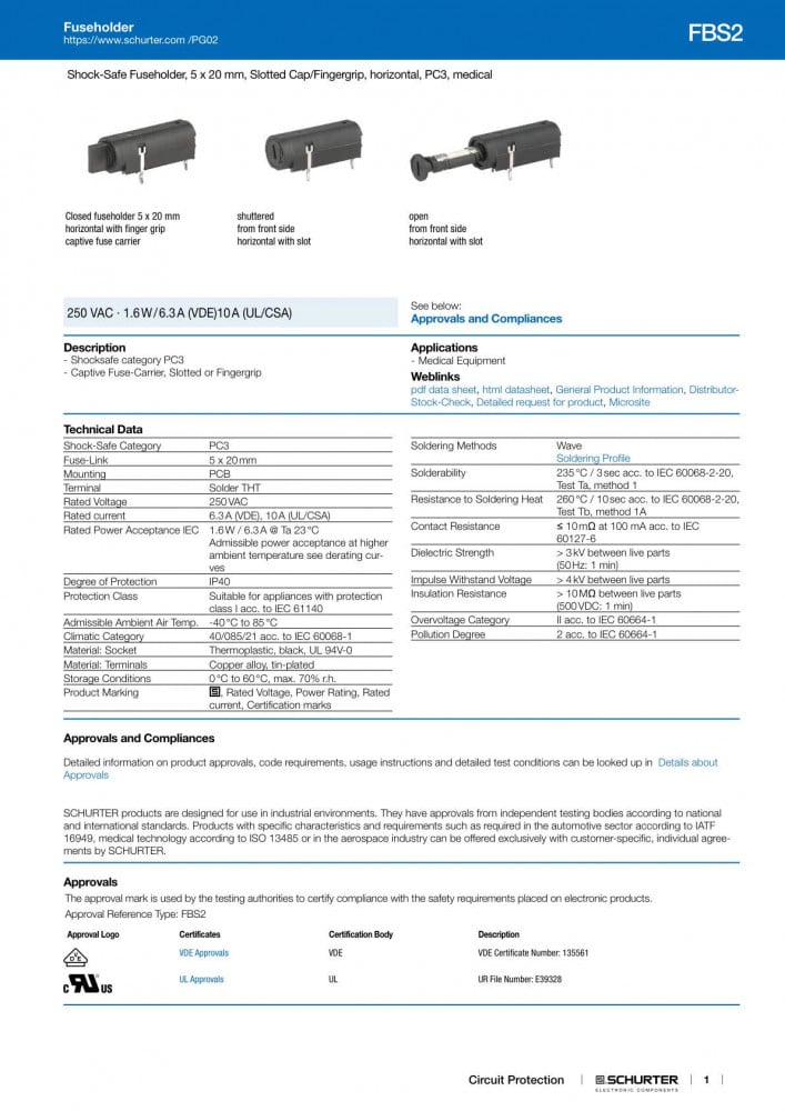 SCHURTER 0031.3981 datasheet page 1
