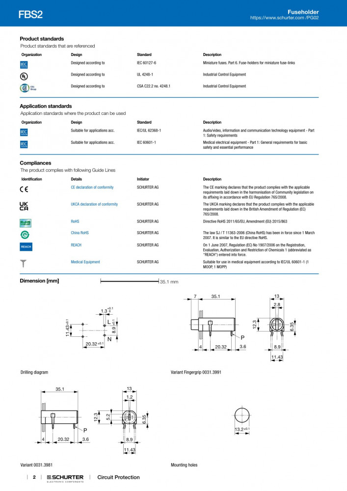 SCHURTER 0031.3981 datasheet page 2