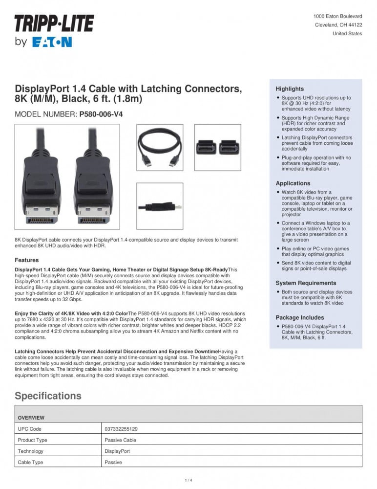 P580-006-V4 technical document page 1