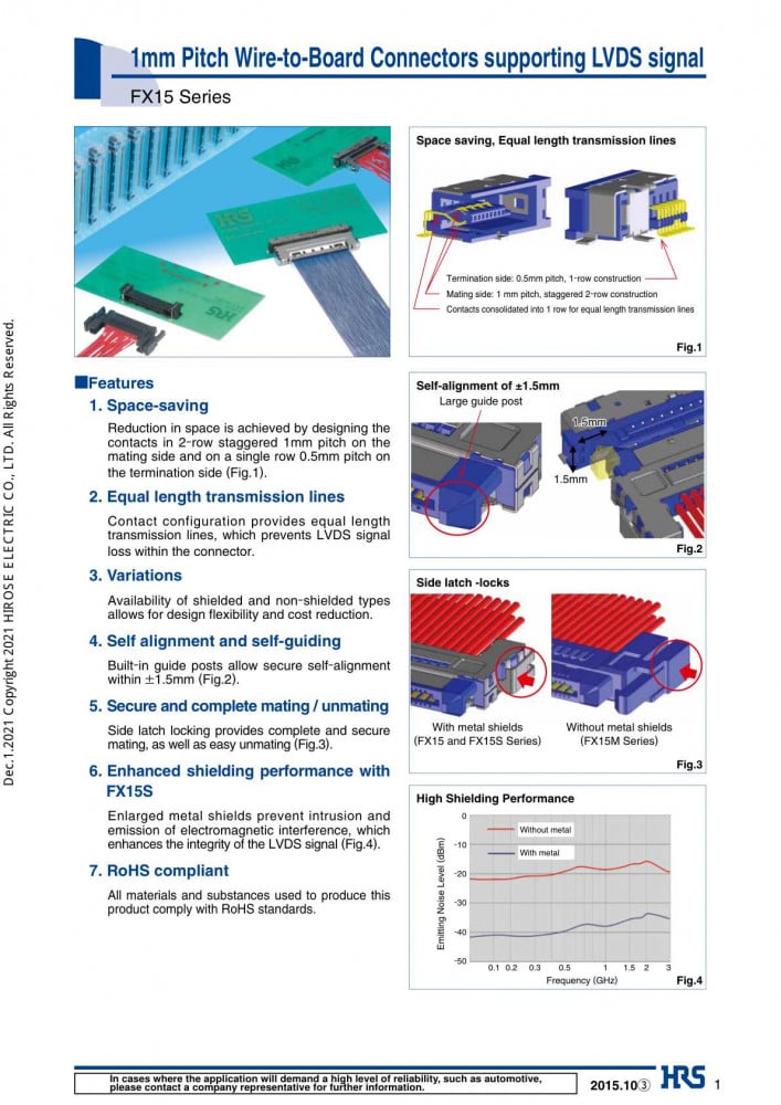 HRS FX15 series datasheet page 1