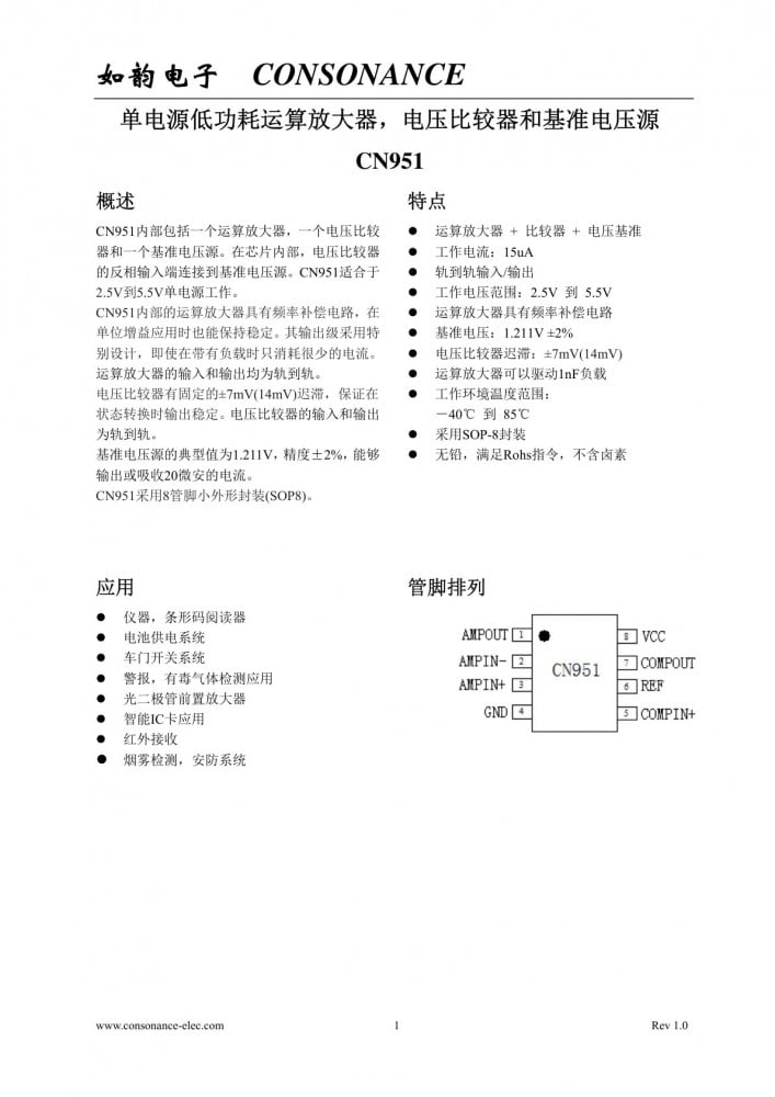 CN951 datasheet page 1