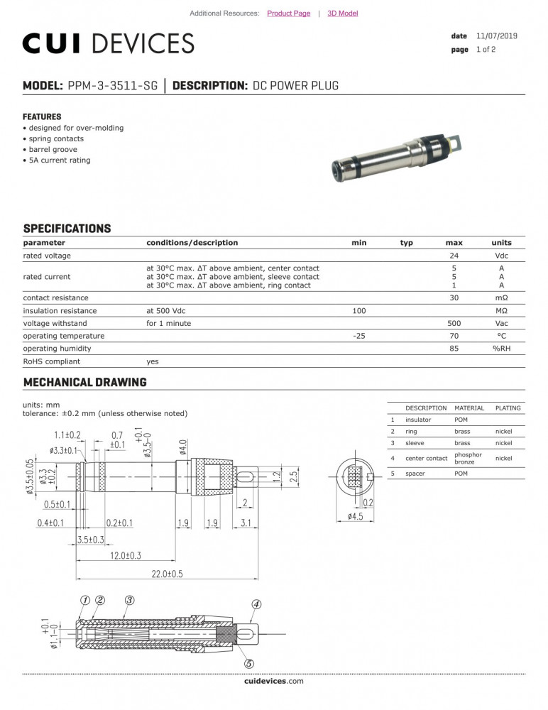 PPM-3-3511-SG technical document page 1