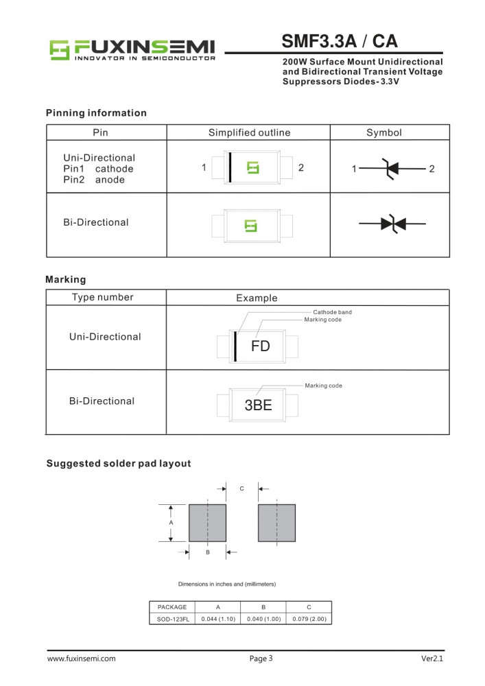 SMF3.3A datasheet page 3