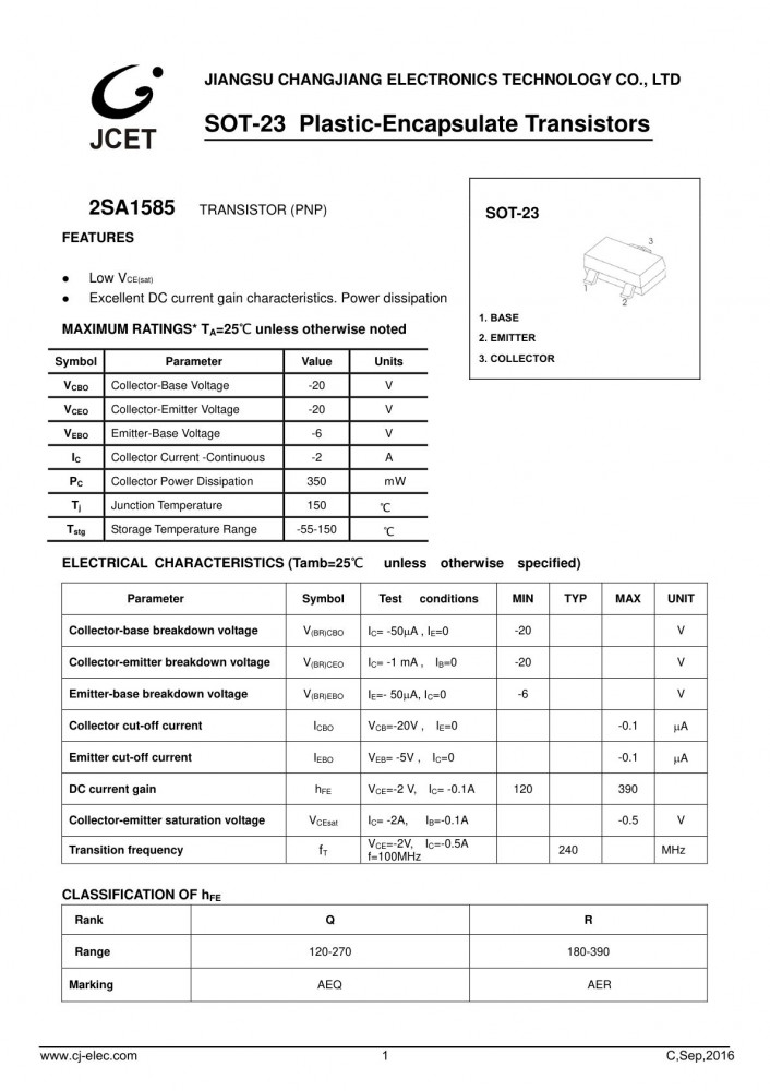 2SA1585 datasheet page 1