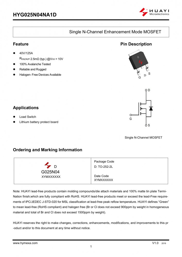 HYG025N04NA1D datasheet page 1