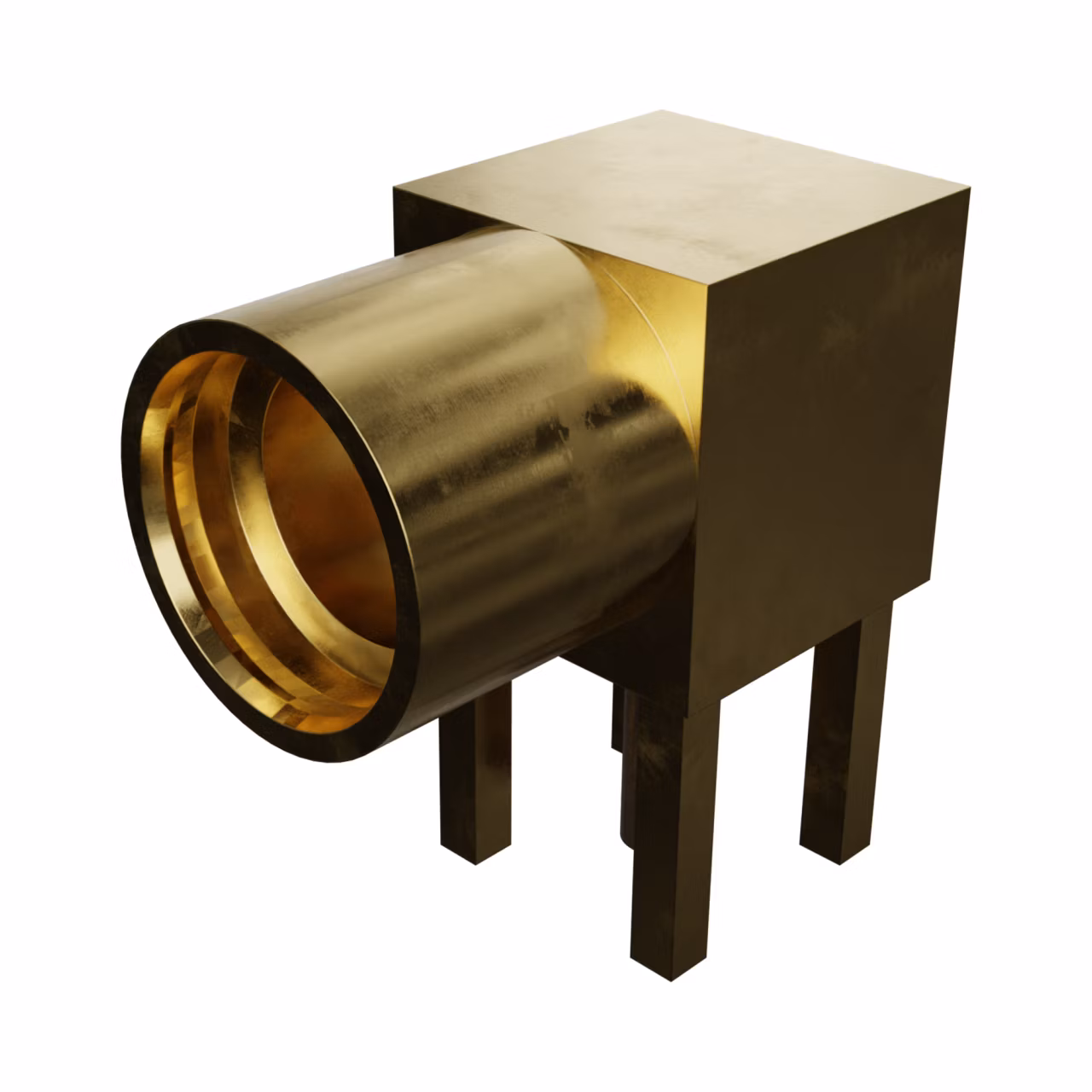 MMCX Jack, Right-Angle, PCB Receptacle, Through Hole, Brass Body, Gold (Au) Plated, One Piece Per Bag, 50 Ohms for sale
