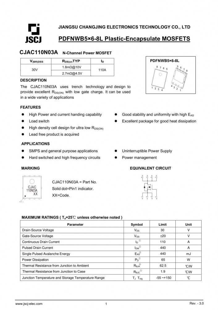 CJAC110N03A datasheet page 1