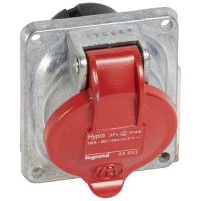 Panel mounting socket inclined outlet Hypra - IP44 -380/415V~ -16 A -3P+E -metal for sale