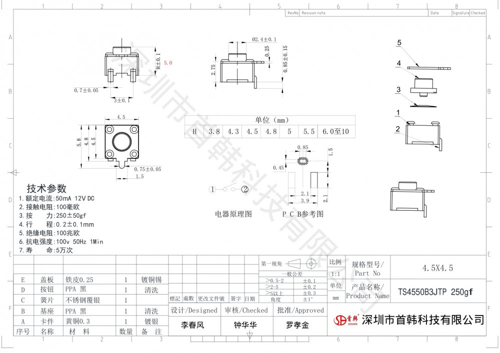 TS4550B3JTP specification page 1