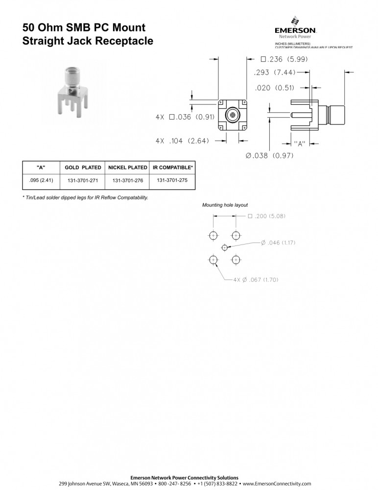 Bel Fuse SMB connector technical document page 1