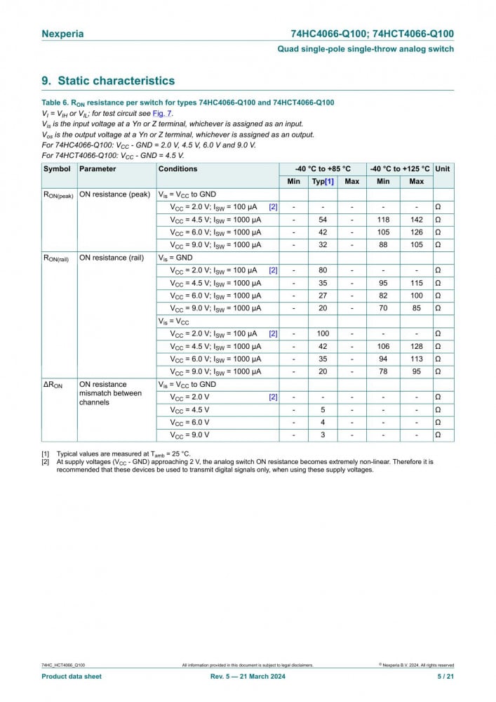 74HC4066D-Q100 datasheet page 5