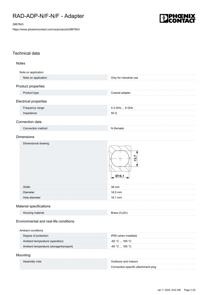 Phoenix Contact 2867843 technical data page 2