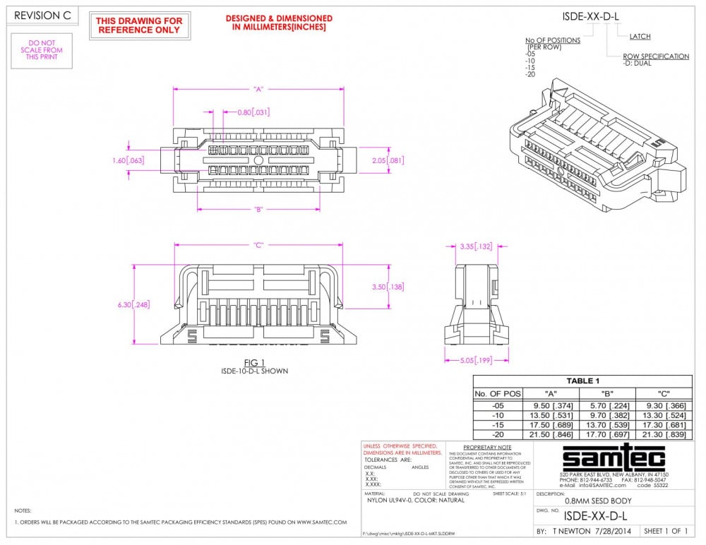 Samtec ISDE-05-D-L technical document image