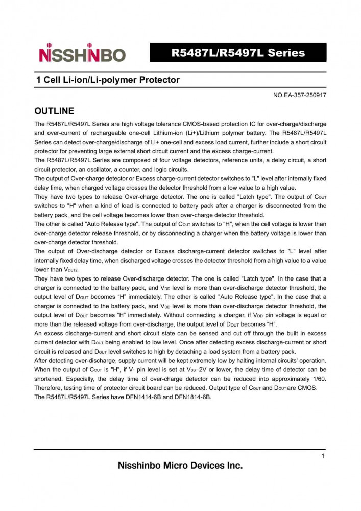 R5487 datasheet page 1