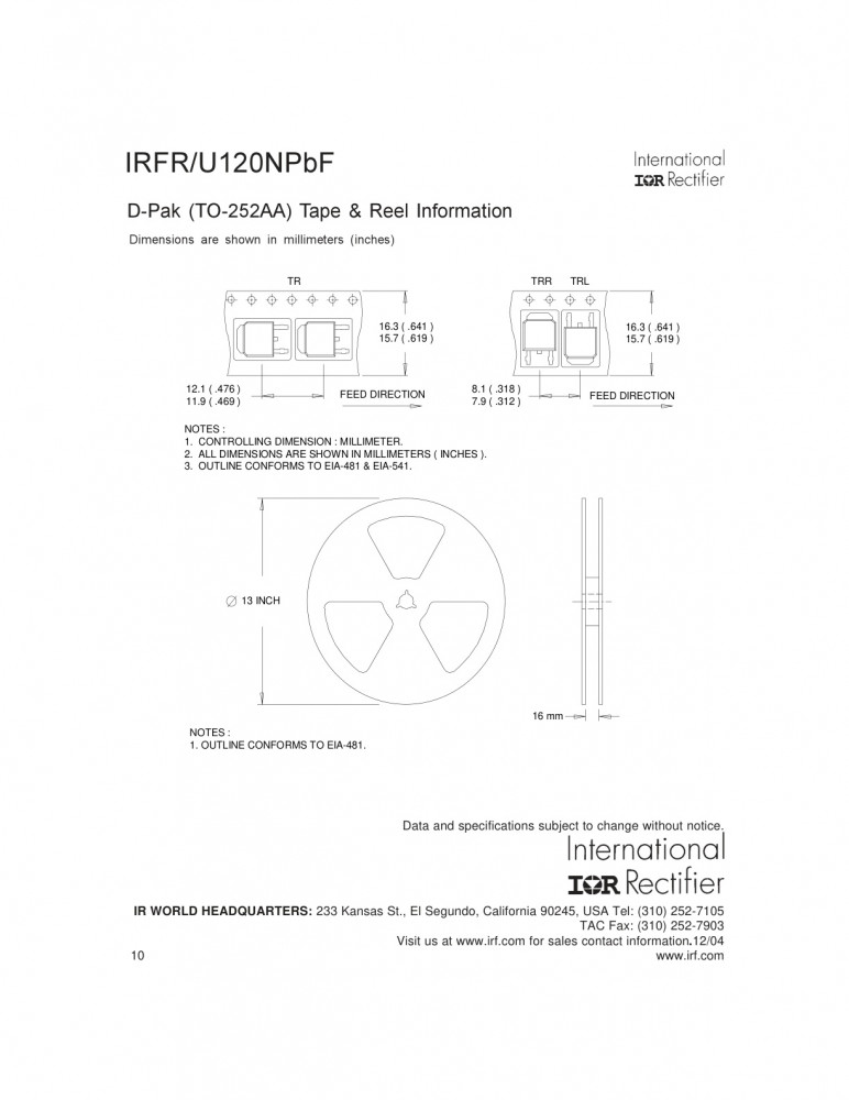 IRFR120NTRPBF datasheet page 10