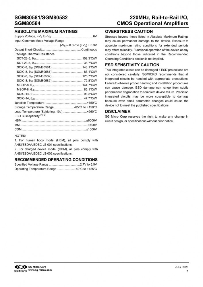 SGM80581 datasheet page 3