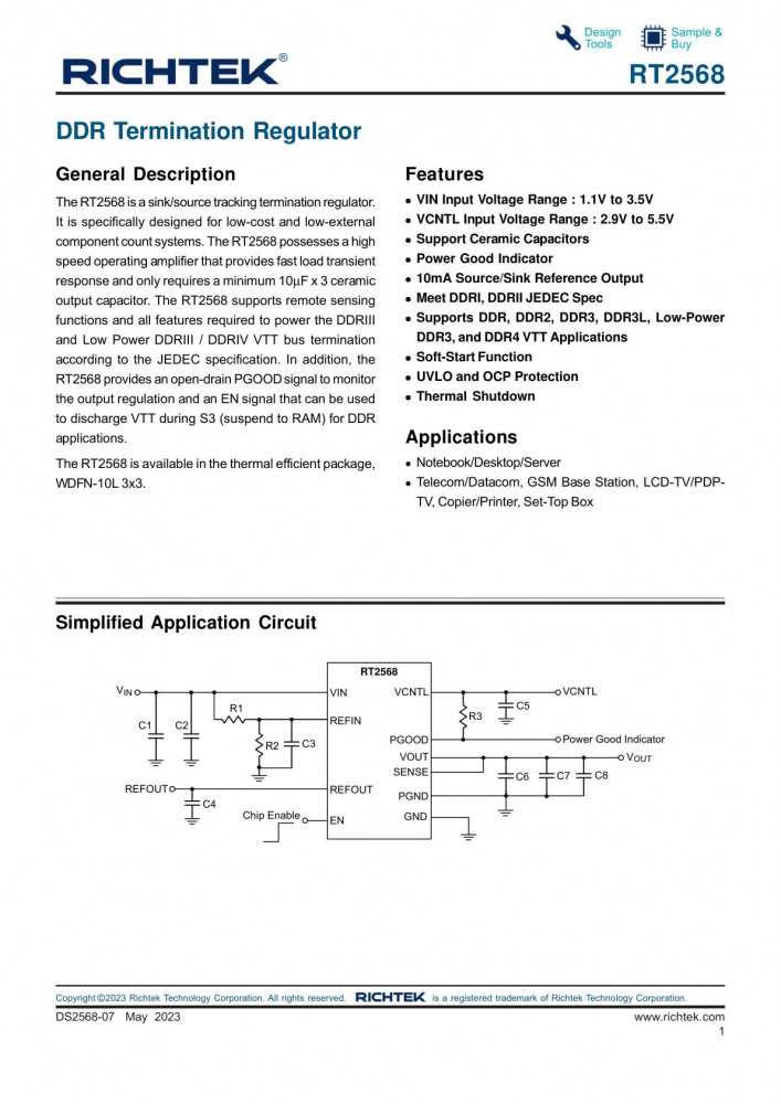 RT2568 datasheet page 1