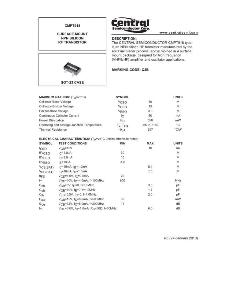 CMPT918 datasheet page 1