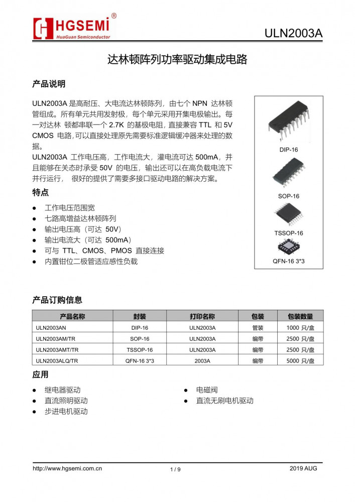 ULN2003AM/TR datasheet page 1