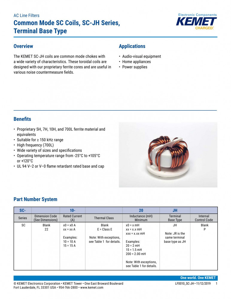 KEMET SC-JH documentation page 1