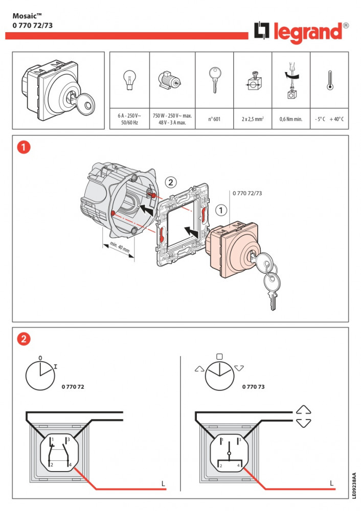 Legrand 077073 product documentation page
