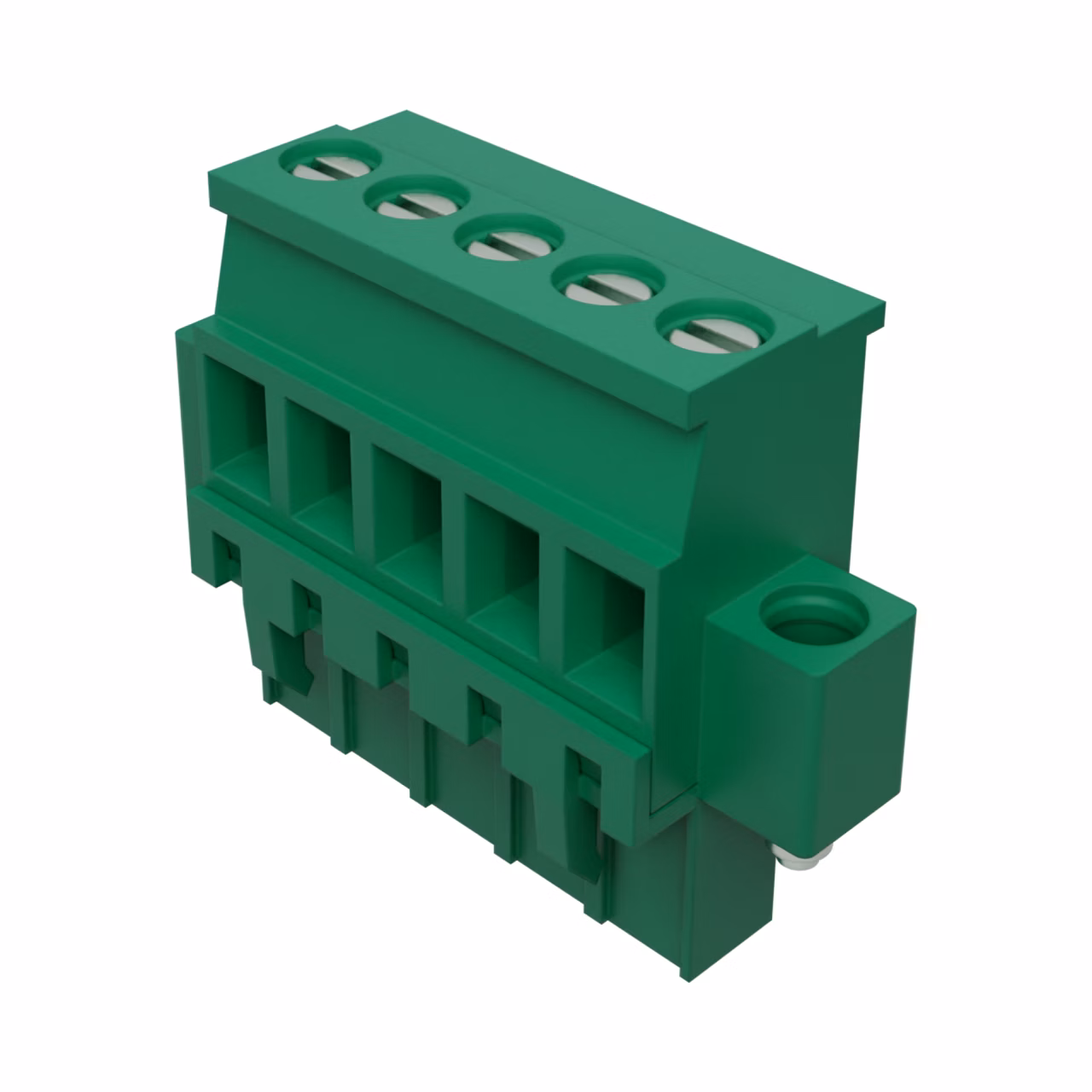 5.00mm Pitch Eurostyle Vertical Plug, with Retention Screws, Front Wire Entry, Green Housing, Gold (Au) Plated, 5 Circuits for sale