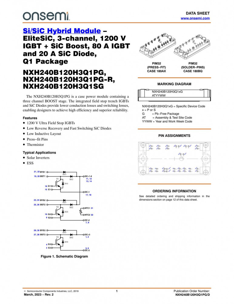 NXH240B120H3Q1 technical document page 1