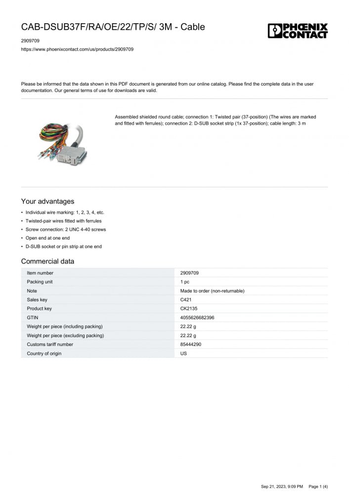 Phoenix Contact 2909709 documentation page 1
