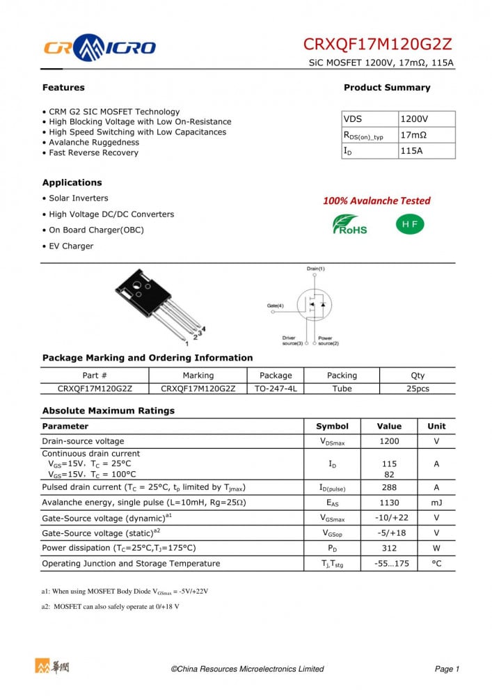 CRXQF17M120G2Z datasheet page 1
