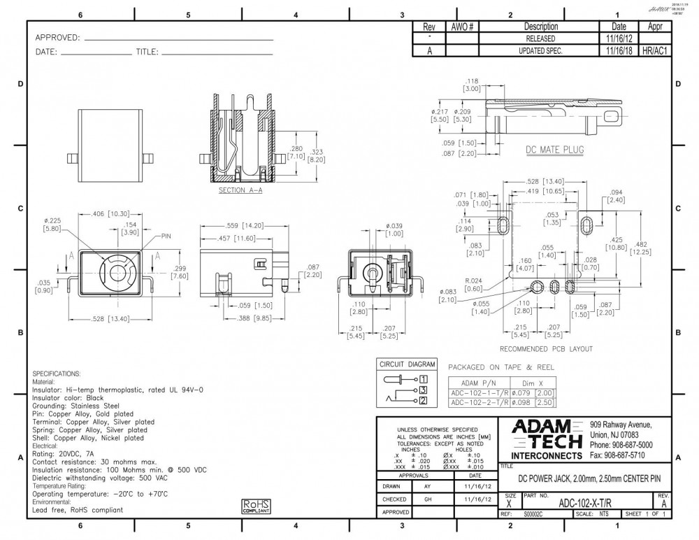 ADAM TECH ADC-102-2-T/R technical document preview