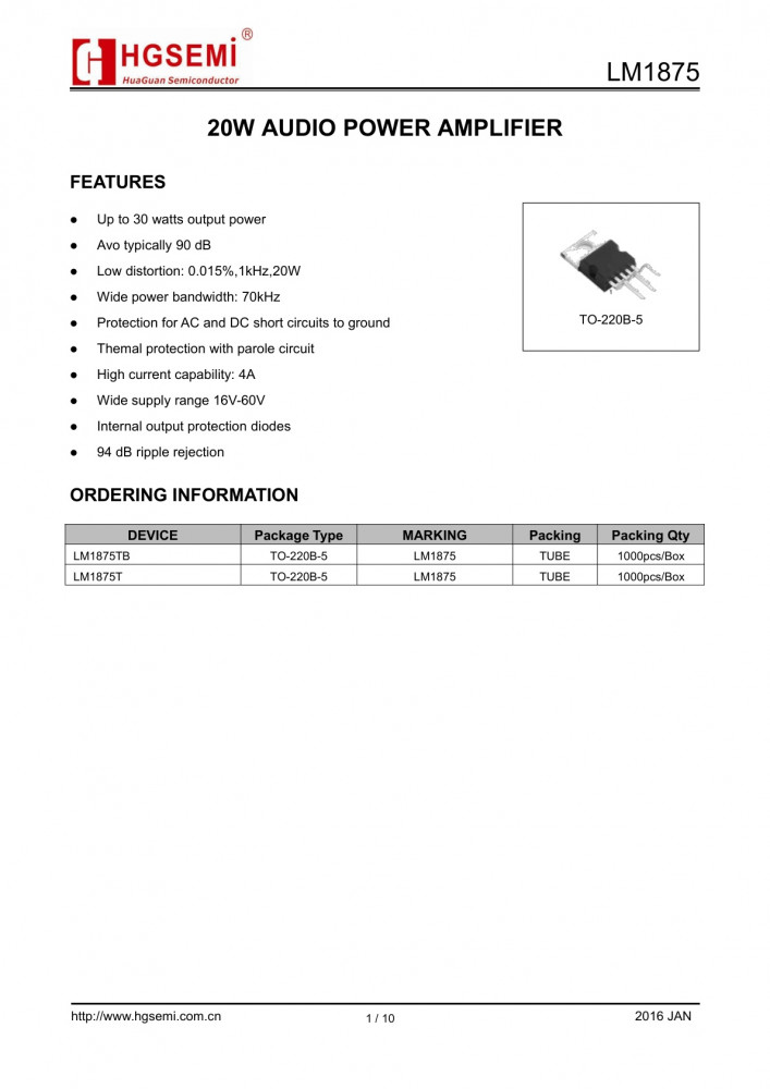 LM1875T datasheet page 1
