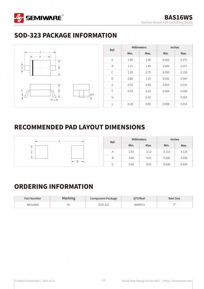 SEMIWARE BAS16WS datasheet page 4