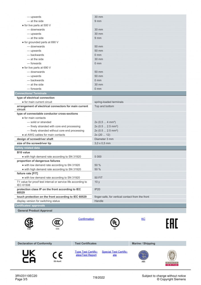3RV23110EC20 technical document page 3